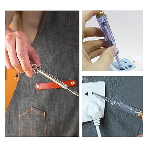 Fielect Test Screwdriver, Voltage Detector Pen Light Circuit Tester Electric Test Pen Screwdriver Neon Tube AC/DC 100-500V Clear 1pcs