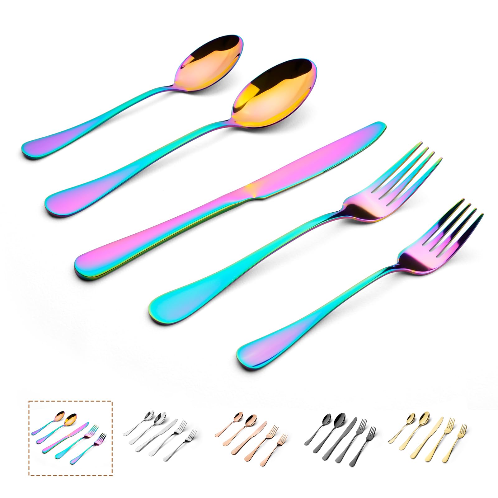 Gold Silverware Set,20 Piece Stainless Steel Flatware Set for 4, Food-Grade Cutlery Set Include Knife/Fork/Spoon, Tableware,Utensil Sets for Home Restaurant, Mirror Finish, Dishwasher Safe