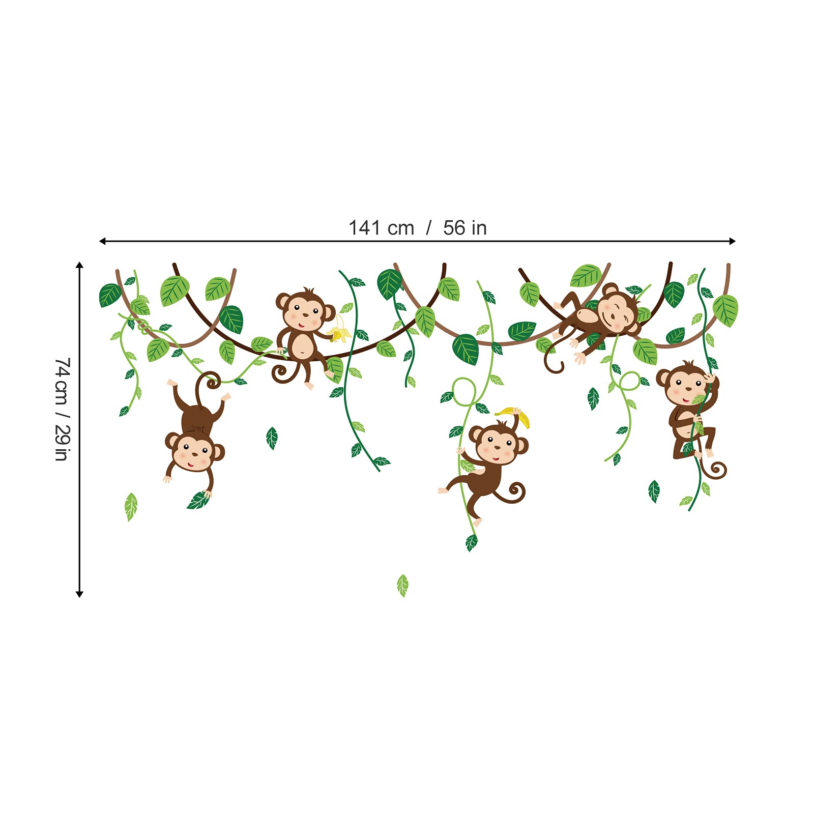 decalmile Monkey Wall Stickers Bundle with Jungle Animal Wall Stickers Baby Nursery Kids Bedroom Wall Decor