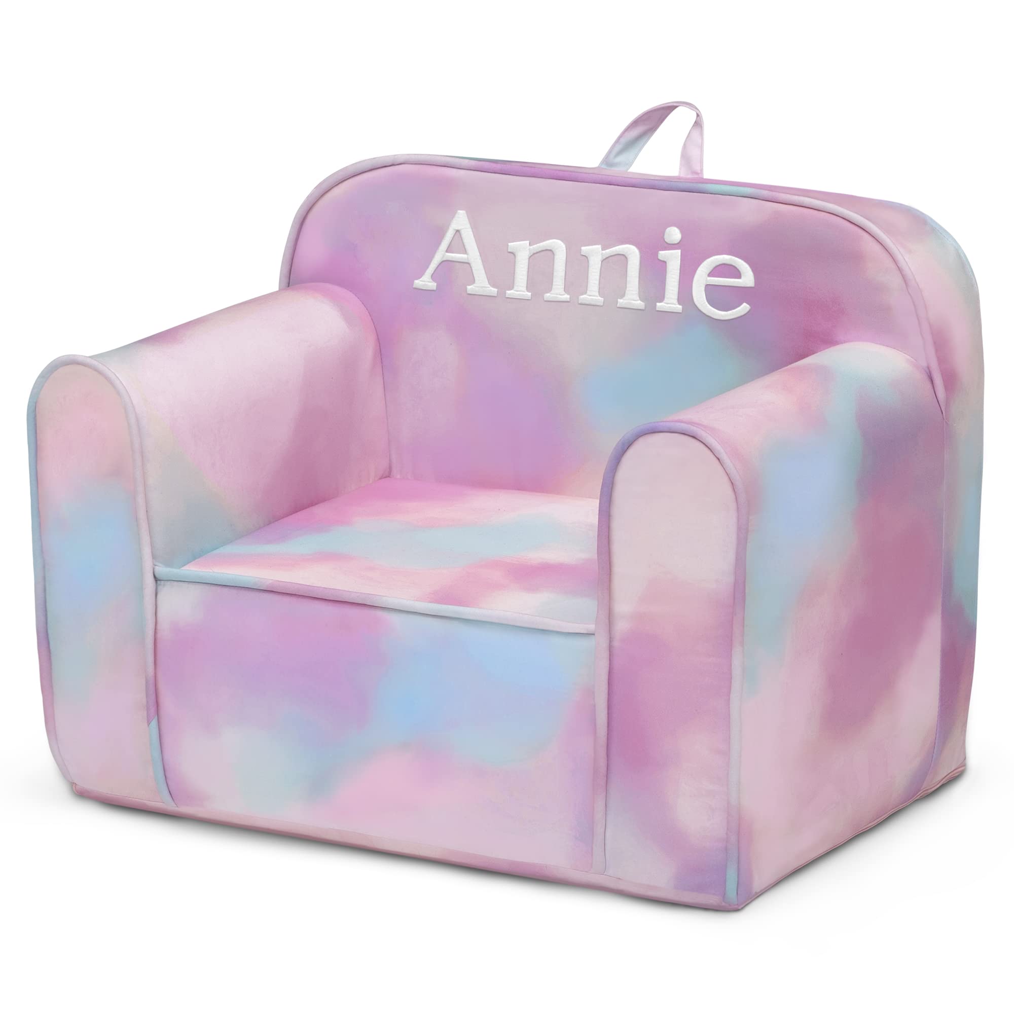 Delta Children Personalized Cozee Chair β Customize with Name β Foam Kids Chair for Ages 18 Months and Up, Tie Dye