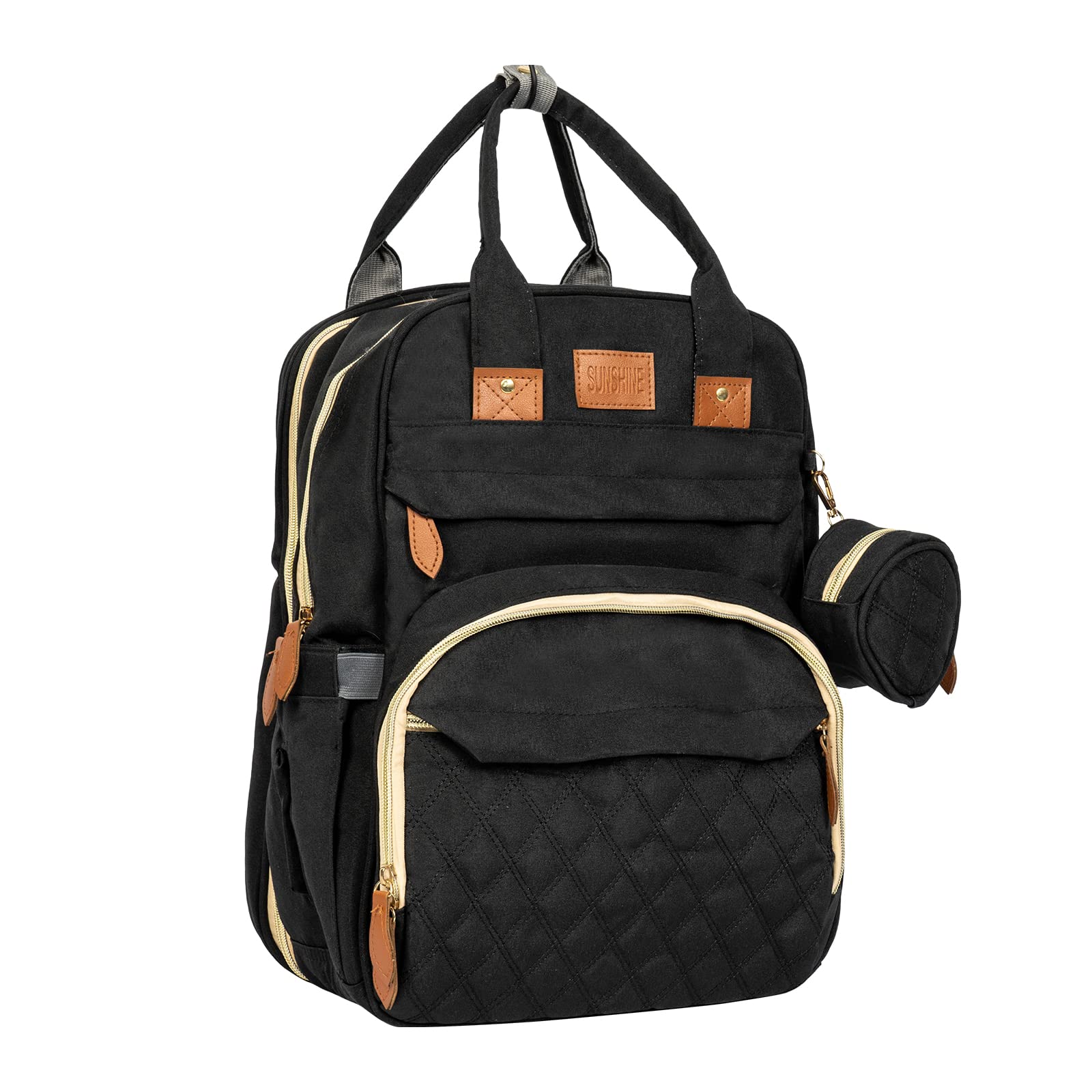 DAILY&DIARY Diaper Bag Backpack, Baby Bag Multifunction Waterproof Nappy Bag with Stroller Straps, USB Charging Port Unisex for Newborn Boys Girls, Black