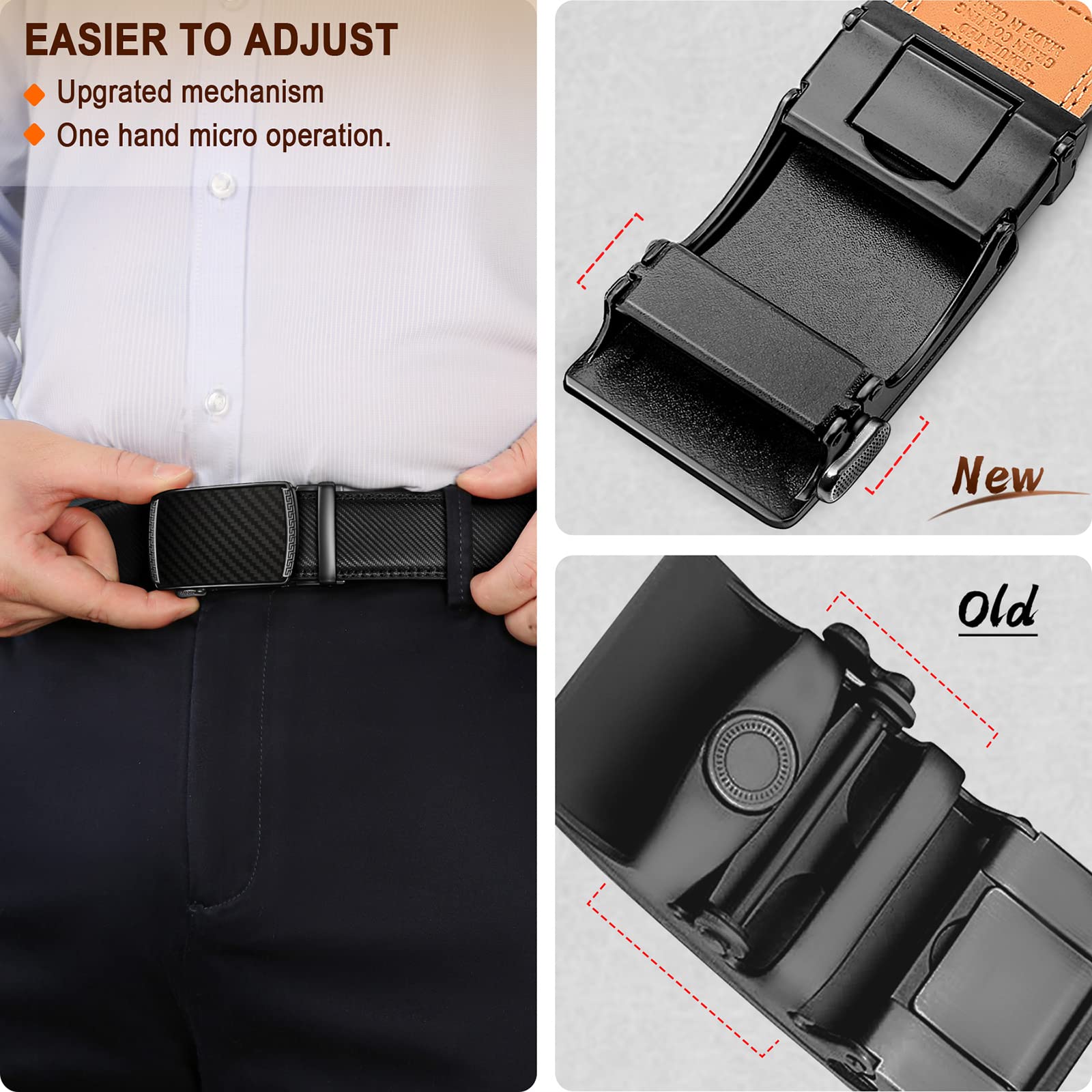 BULLIANT Belt Buckles for Mens Ratchet Belts Width 1 3/8(Black,1 3/8" Belt Width Buckle)
