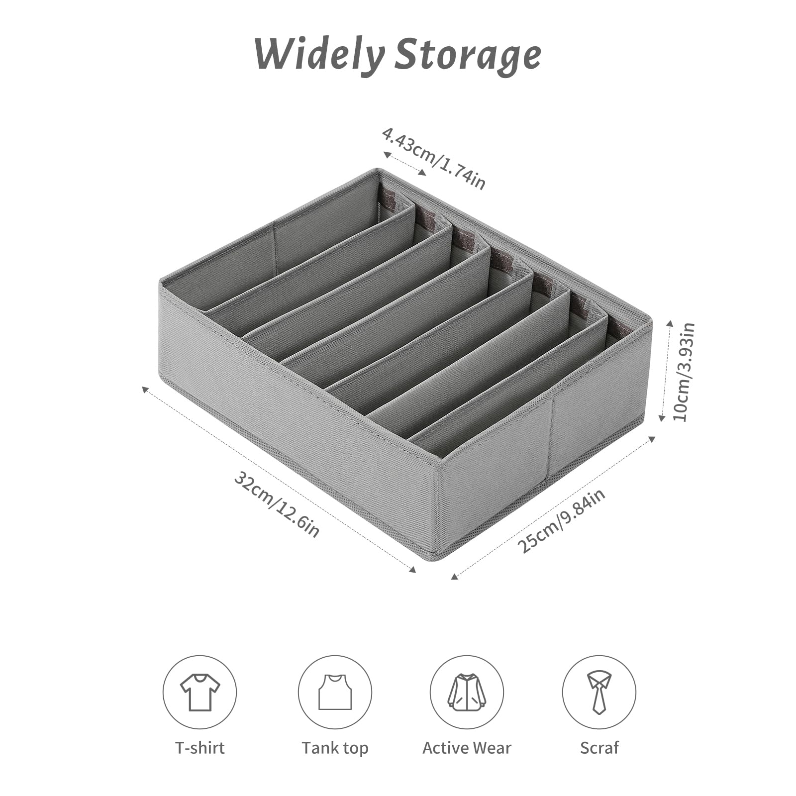 Coorganisers 4 Packs Adjustable T-shirt Drawer Organizers for Clothing with 6 adjustable dividers, 7 Grids wardrobe clothes organizer, DIY Clothes Organizer for Folded Clothes, T-shirt, Legging