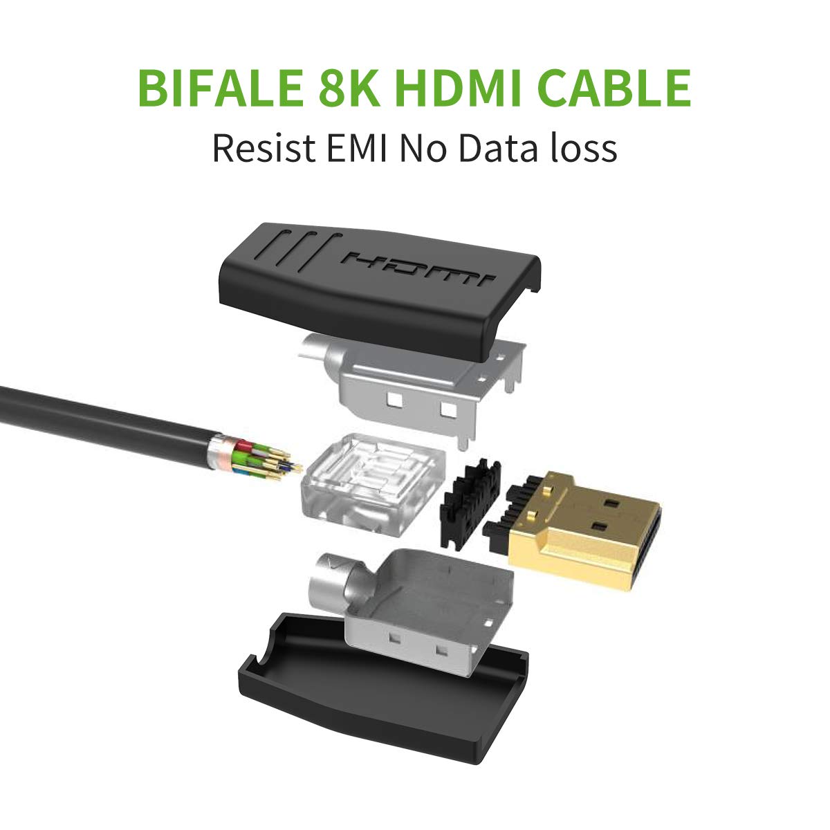 BIFALE 8K HDMI Cable 3ft, HDMI Cable 2.1 Support 8K@60Hz,4K@120Hz, Ultra-high Speed 48Gbps, Dynamic HDR, eARC Compatible with Apple TV, Nintendo Switch, Roku, Xbox, PS4, Projector-1M
