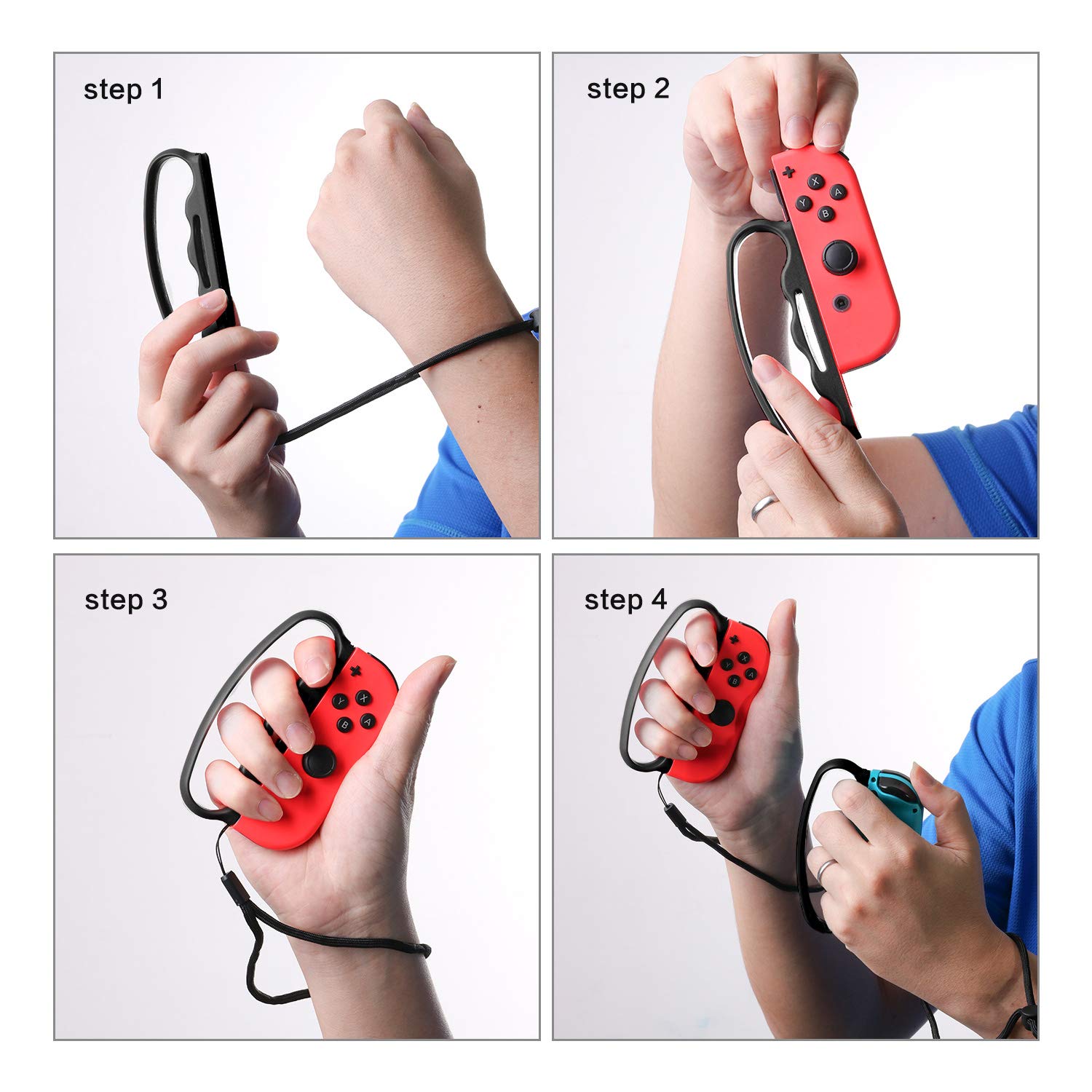 Switch Boxing Grips, Switch Accessories Compatible with Nintendo Switch Sports and Nintendo Switch Boxing Games - 2 Packs (Black)