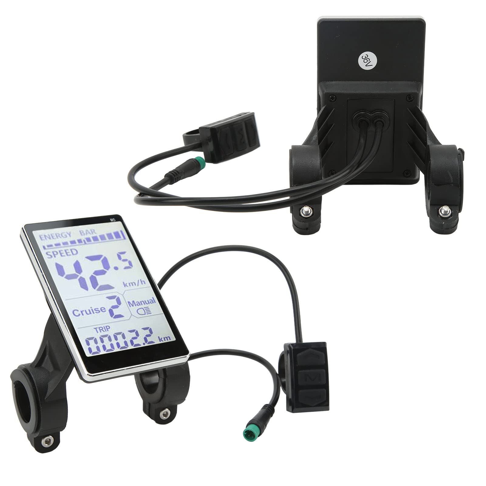 DAUERHAFT M5 LCD Panel Screen, Electric Bike LCD Meter Easy to Install Waterproof 5 Pin for 22.2mm Electric Bikes