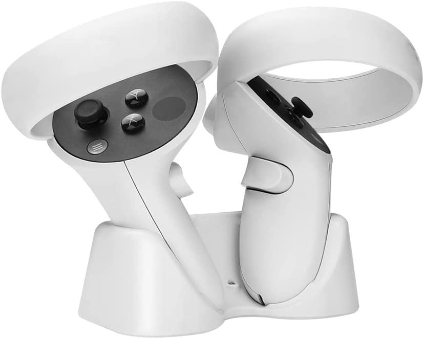 Charging Dock for Oculus Quest 2 Headset and Controllers High Speed, Magnetic Controller Station with 2 Rechergeable Batteries LED Light Indicator