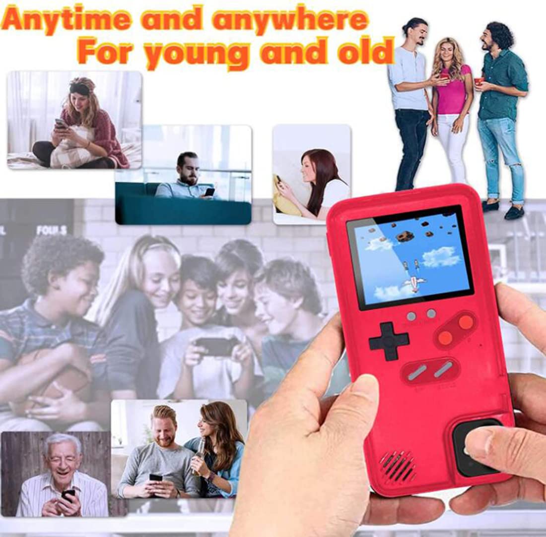 WODETIA Compatible with iPhone 13 / 13Pro / 13 Pro Max Gameboy Case Retro 3D Design Style Silicone Protective Case with 36 Small Games Color Display Shockproof Video Game Phone Case,Pink,13