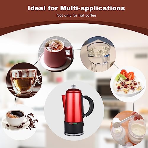 WerkWeit Electric Coffee Percolator 12 Cup Stainless Steel Percolator Coffee Maker with Cord-Less Server and Easy Pour Spout Quick Brew Percolator Coffee Pot 1.5L Capacity