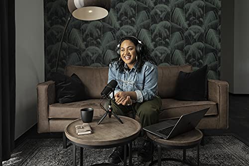 Shure MV7 USB Microphone with Tripod, for Podcasting, Recording, Streaming & Gaming, Built-in Headphone Output, All Metal USB/XLR Dynamic Mic, Voice-Isolating Technology, TeamSpeak Certified - Black