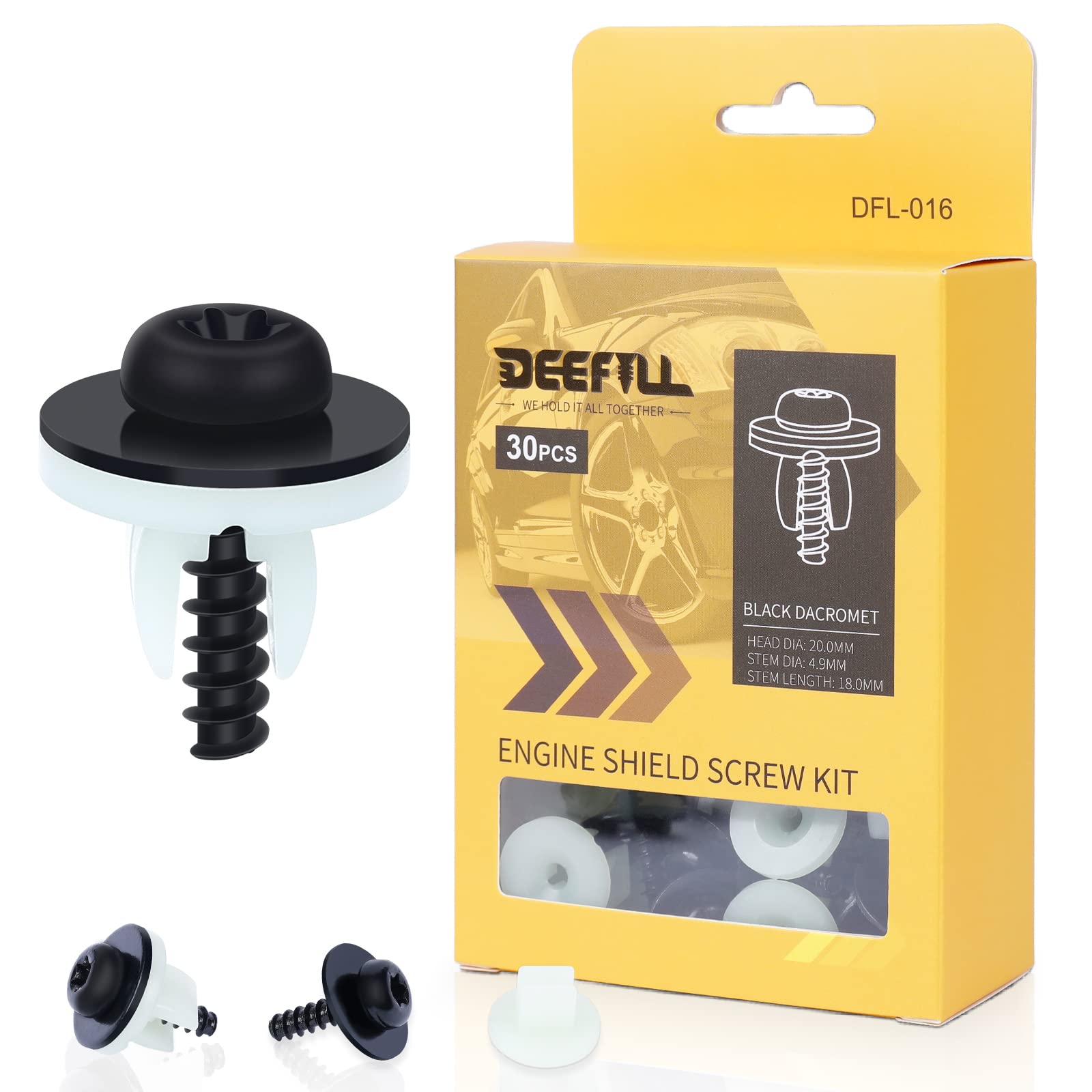 DEEFILL 30PCS T30 Torx Head Under Engine Shield Fender Liner Deflector Grille Screw Bolt Grommet Nut Kit