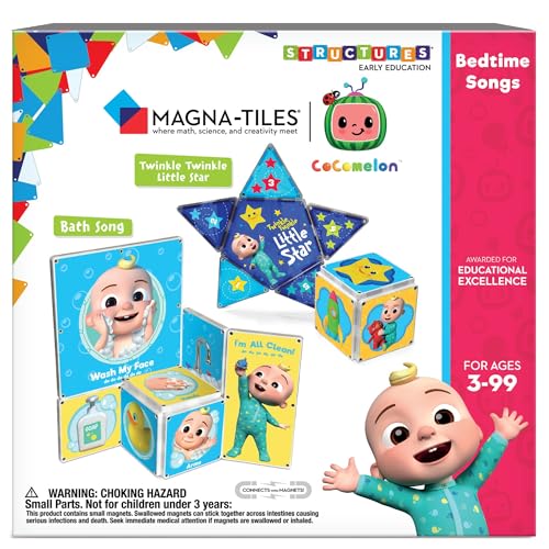 CreateOn CoComelon® Bedtime Songs Magna-Tiles Structure Set, Magnetic Kids Building Toys, Educational Stem Toys for Ages 3+, 19 Pieces