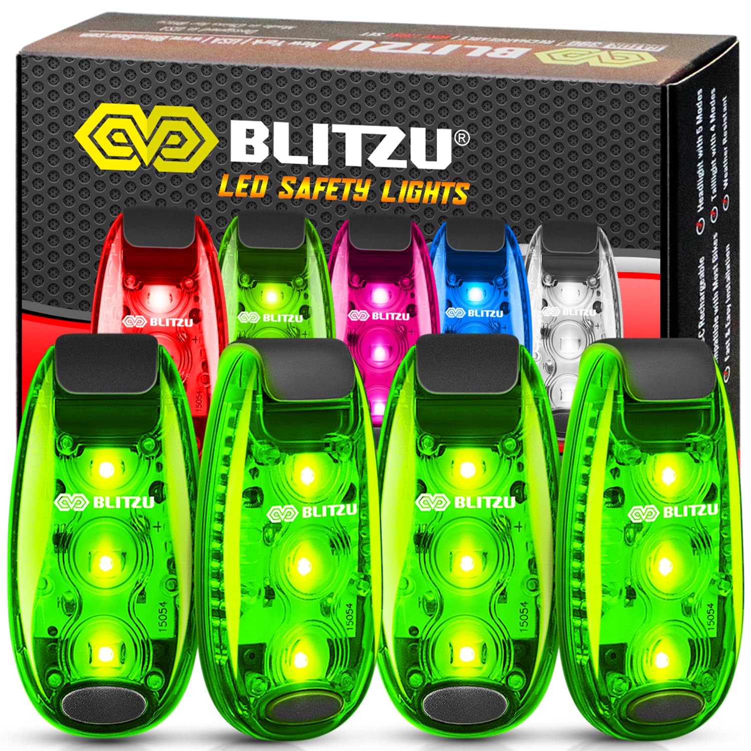 BLITZU Kayak Strobe Light for Walking at Night Wrist Light Stroller Light Lights Running at Night Shoe Lights for Running at Night Light for Running at Night Backpack Reflector Dog Harness Light Green