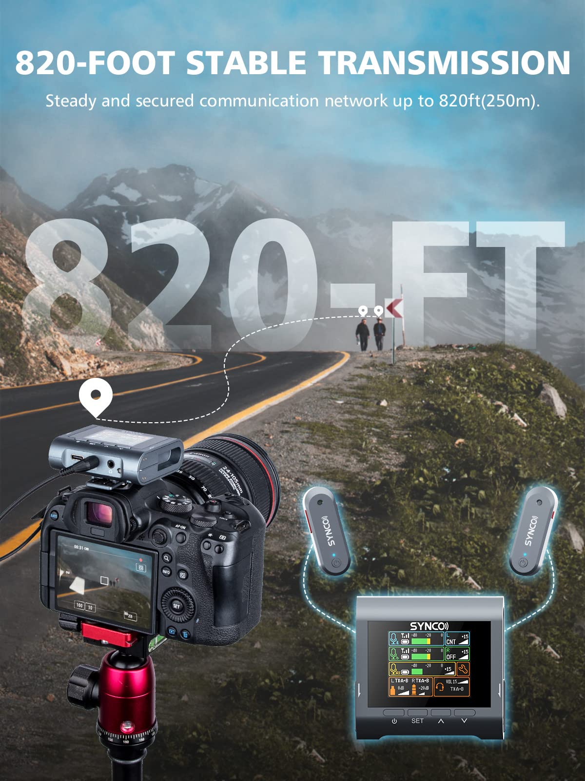 SYNCO Wireless Lavalier Microphone, G3 Lapel Mic White Triple Channel Transmission up to 250m for DSLR Camera Smartphone Laptop for YouTube Streaming Vlogging, Wireless-Lavalier-Recording-Video-Mic