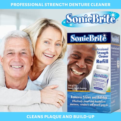 SonicBrite: High Intensity Dental Cleaning Powder β Freshen Your Dentures, Retainers, Night Guards and Aligners β Powerful Formula Removes Stains, & Plaque