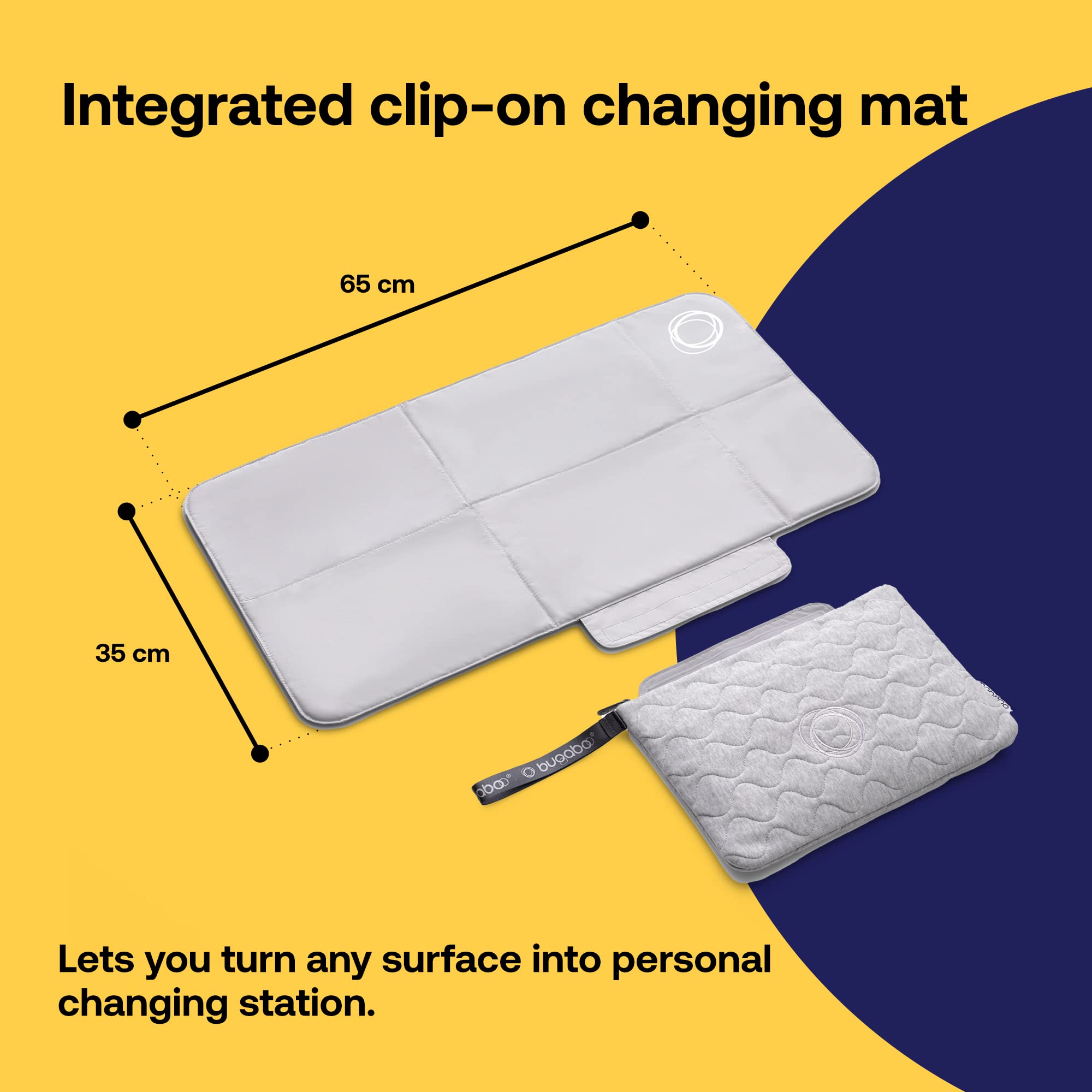 Bugaboo Changing Clutch - Including Removable Changing Mat Compact Size Diaper Organizer Universal Light Grey Mélange