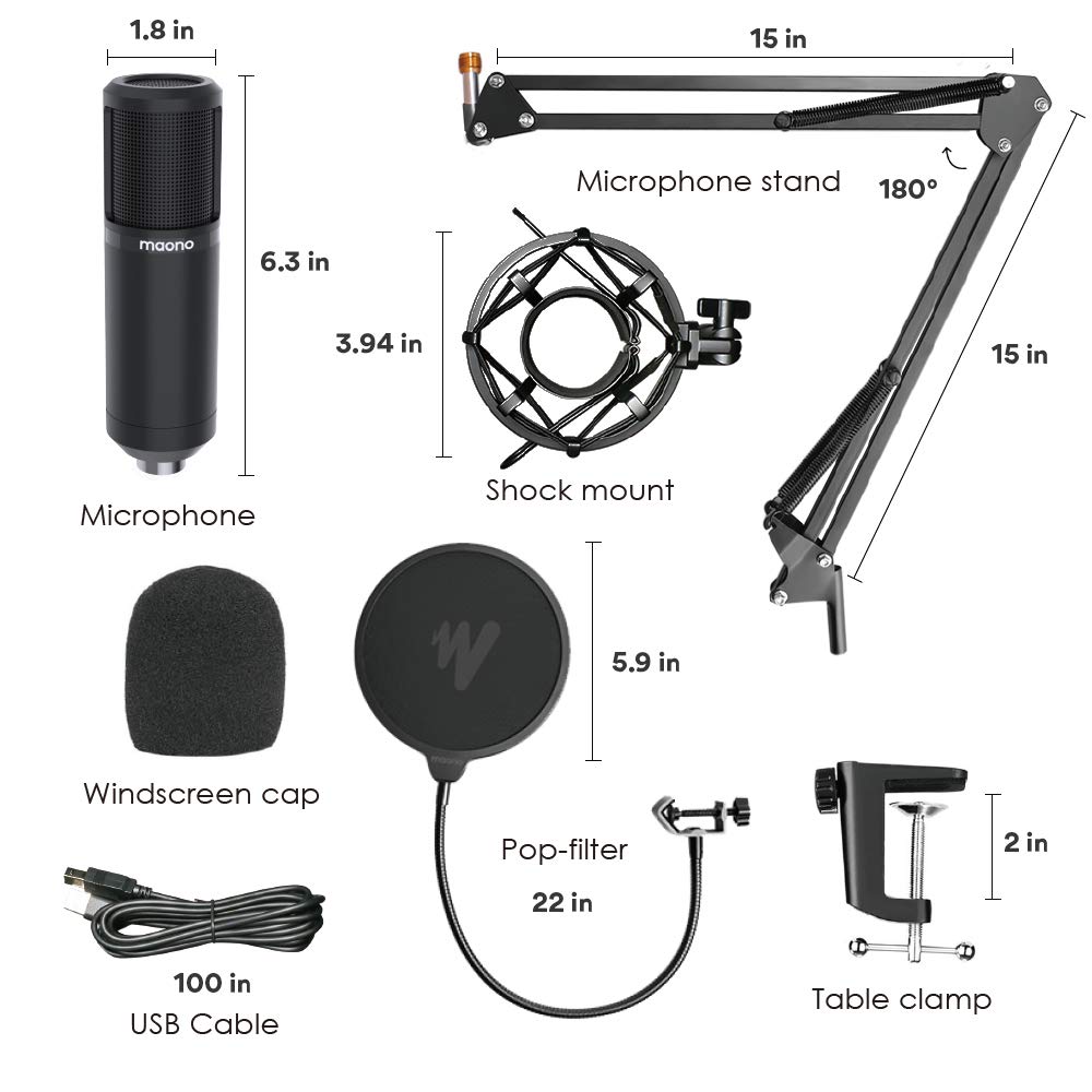 MAONO Podcast Microphone 192KHZ/24BIT AU-PM420 Metal USB Condenser Cardioid PC Mic with Professional Sound Chipset for Gaming, Streaming, YouTube, Voice Over, Studio/Home Recording