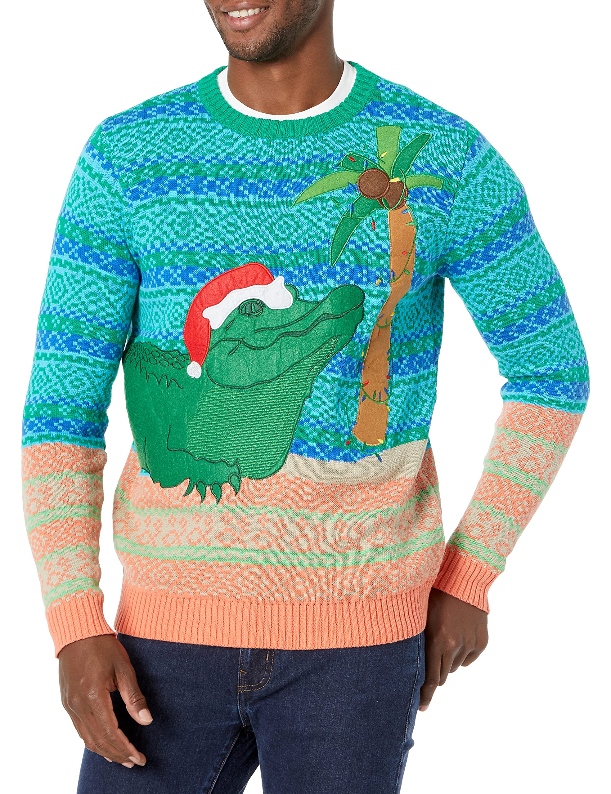 Blizzard Bay Mens Men's Ugly Christmas Sea Creatures Sweater, Beige, X-Large US