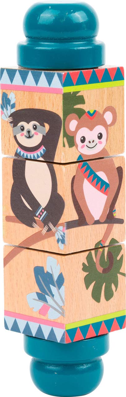 Wooden Spinning Puzzle Cube (Jungle Theme) by Small Foot – Babies Learn Patterns and Animals While Developing Fine Motor Skills – Classic Educational Game for Toddlers – Ages 12+ months