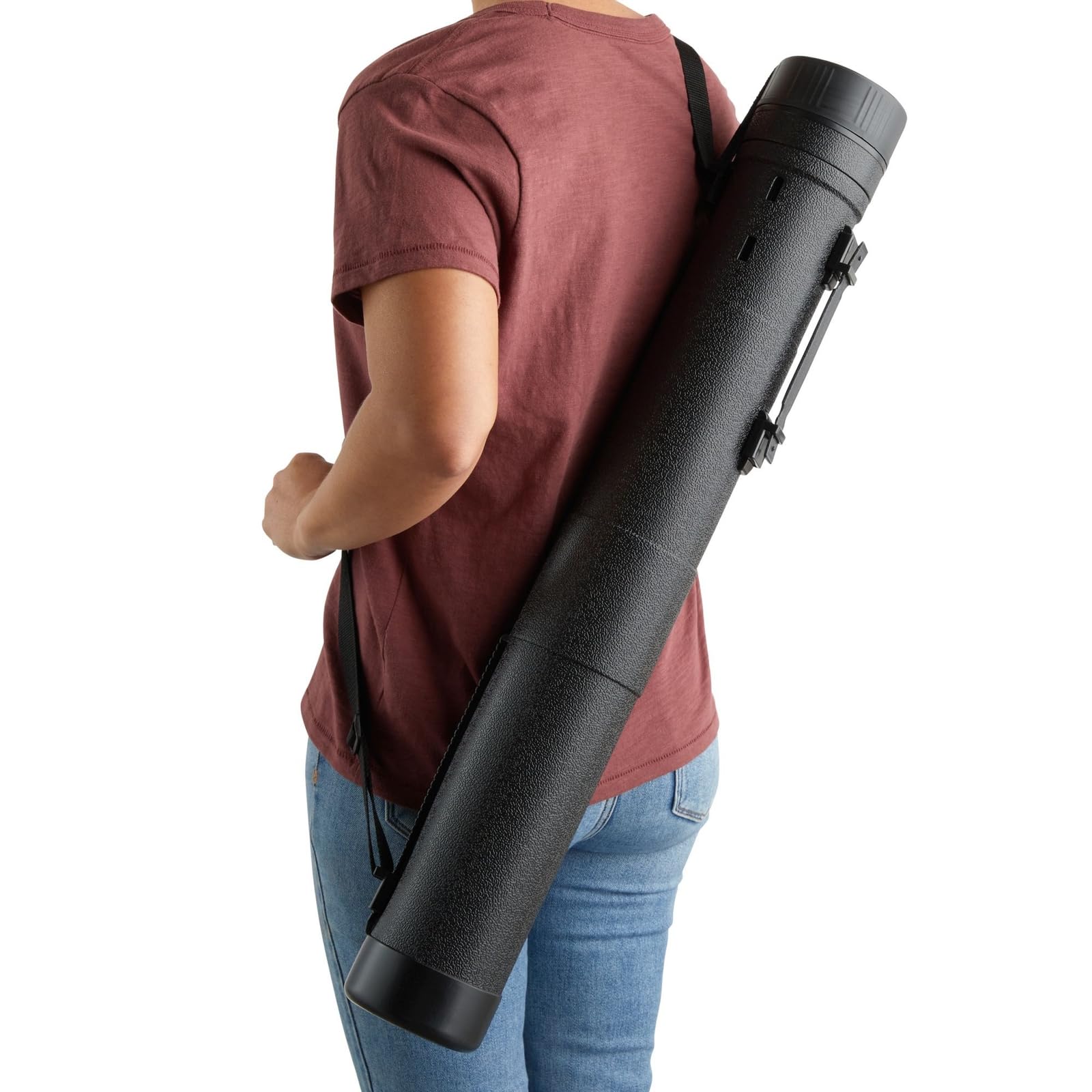 Juvale Poster Tube with Strap, Black Expandable Storage Tube, Holder, Container for Posters, Blueprints, Artwork, Map (30 to 49 Inches)