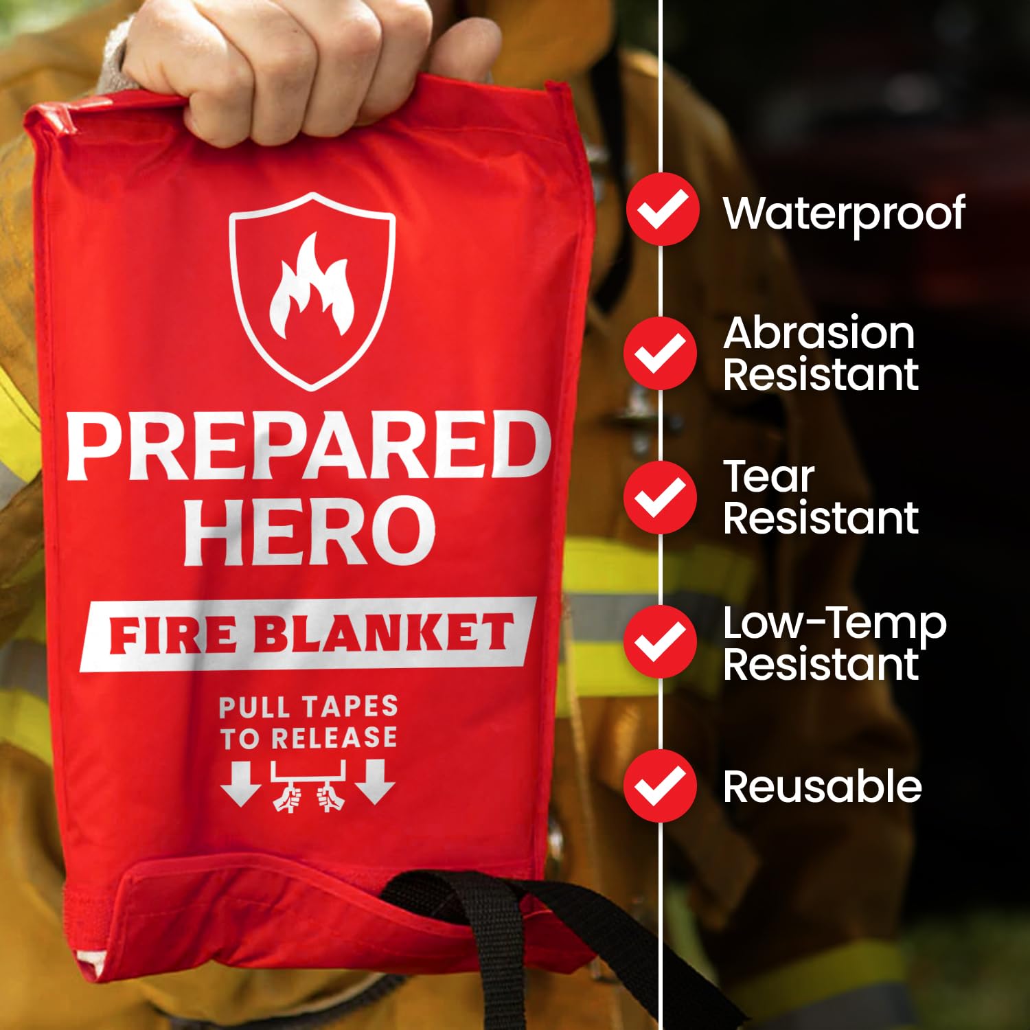 Prepared Hero Emergency Fire Blanket - 2 Pack - Fire Suppression Blanket for Kitchen, 40β x 40β Fire Blanket for Home, Fiberglass Fire Blanket
