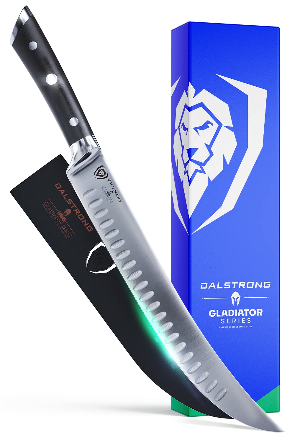 Dalstrong The Gladiator Series Elite Butcher Breaking Cimitar Knife 10" Slicer Bundled with Gladiator Series Elite Honing Steel 10" Rod