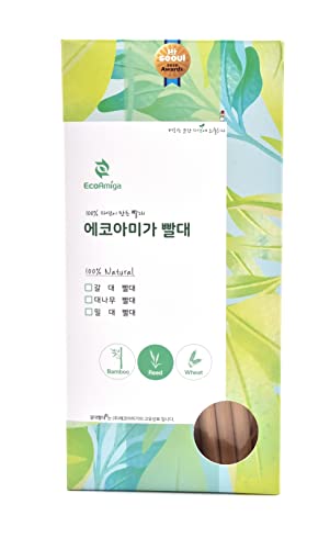 EcoAmiga Bamboo Straw, 8 Inch Reusable & Biodegradable Organic Bulk Straws β Great Ecological Alternative to Plastic Straws (Bamboo)