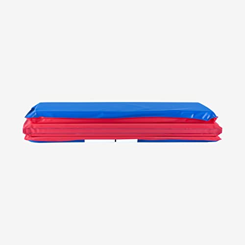 KinderMat, 5/8" Thick with Pillow Section, 4-Section Rest Mat, 45" x 19" x 5/8", Red/Blue, Great for School, Daycare, Travel, and Home, Made in The USA
