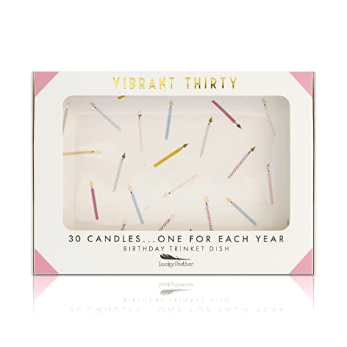 Happy 30th Birthday Gifts for Her - Ceramic Jewelry Dish with 30 Candles, One for Each Year - This Trinket Dish is sure to be a Treasured Gift for 30 Year Old Woman - 30th Birthday Gifts for Women