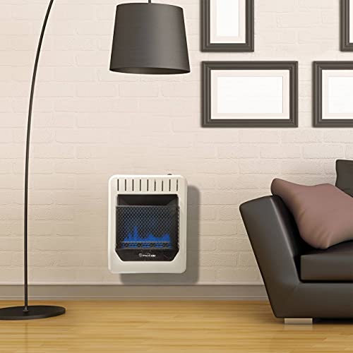 ProCom Heating ML200TBG Propane Gas Blue Flame Space Heater with Thermostat Control for Living Room, BedRoom, Home Office Use, 20000 BTU, Heats Up to 950 Square Feet, White