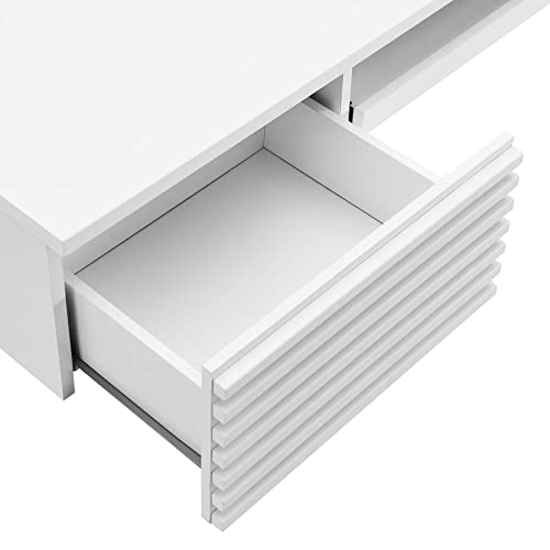 Modway Render 60" Mid-Century Modern Wall-Mount Office Desk in White