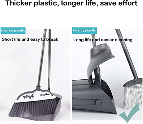DEPILA NLIAN and Dustpan Set, Commercial Long Handle Sweep Set with Windshield for Home Kitchen Room Office and Lobby Floor Dust Pan Combo dustpan set