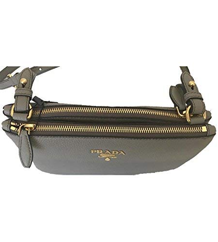 Prada Dove Gray Vitello Phenix Designer Crossbody Bag for Women 1BH046