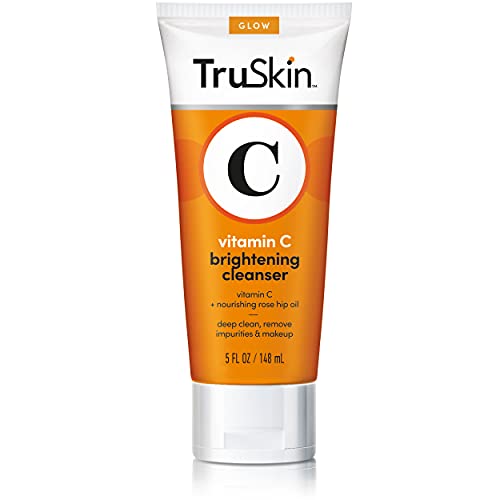 TruSkin Vitamin C Cleanser for Face - Brightening Face Wash with Vitamins C & E, Rosehip Oil, Aloe Vera and MSM - Deep Clean and Refresh for Radiant, Healthy-Looking Skin, 5 fl oz
