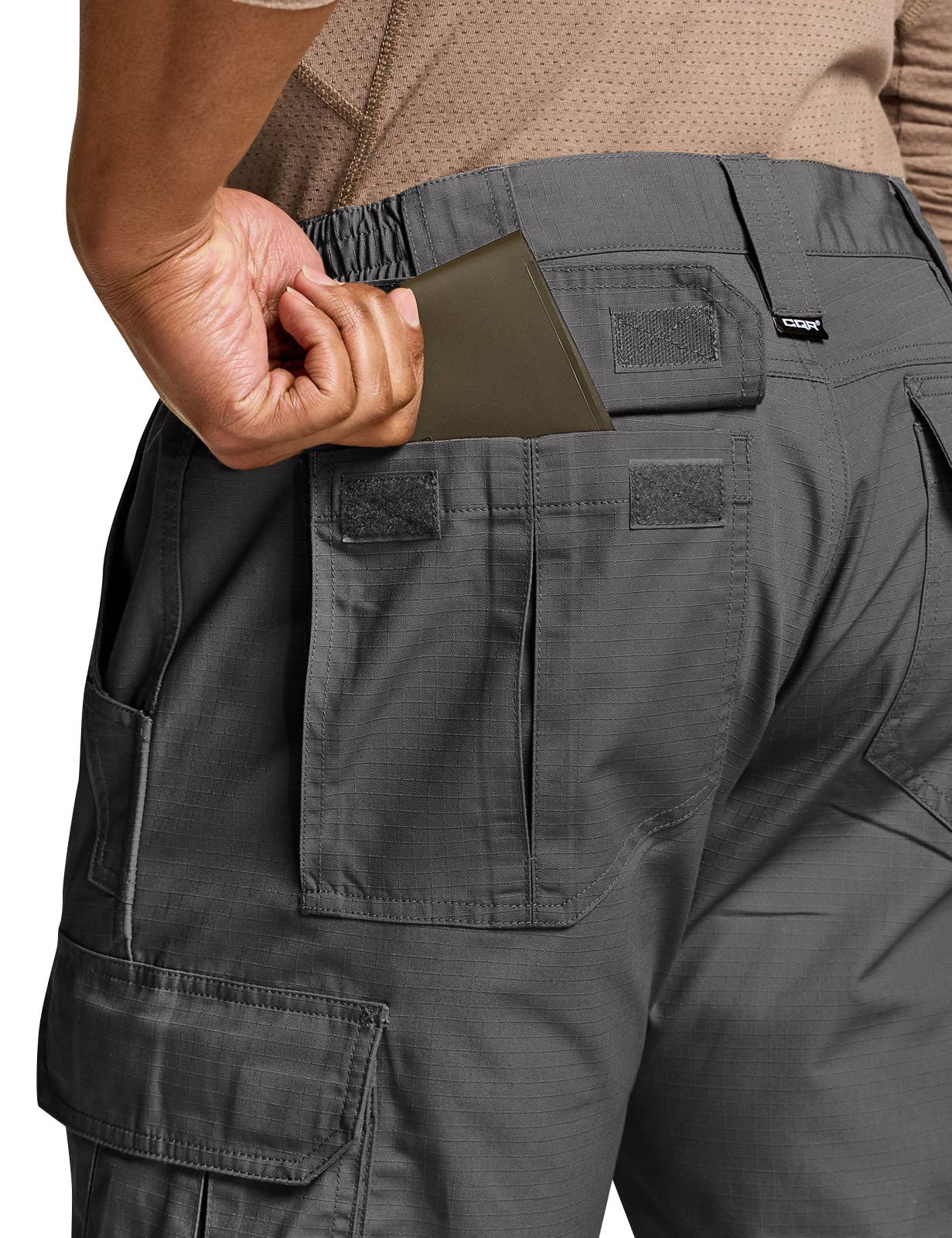 CQR Men's Tactical Pants, Water Resistant Ripstop Cargo Pants, Lightweight EDC Work Hiking Pants, Outdoor Apparel, Duratex Charcoal, 34W x 30L