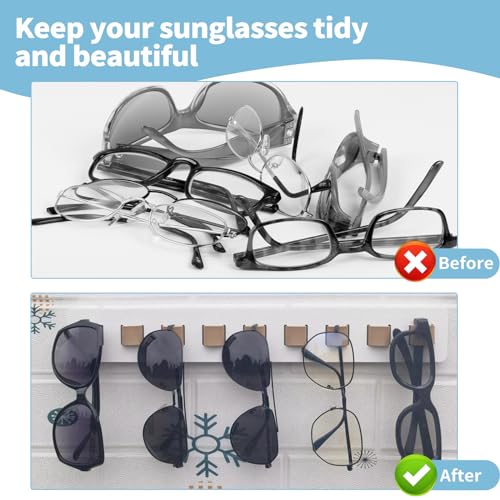 FINDAMAZE Sunglasses Organizer Wall Mounted Wood Sunglass Holder for Home Glasses Holder/Sunglasses Rack ,Home Decor (White-1pcs-long)