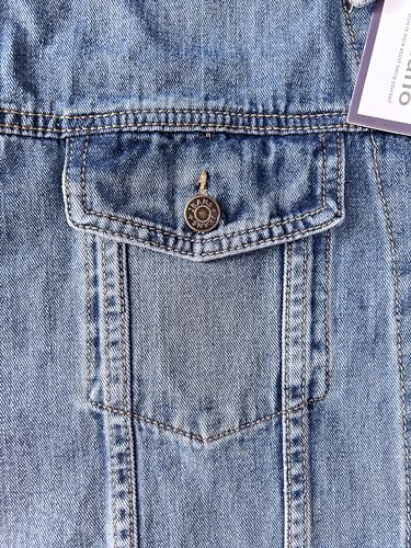 Jofemuho Womens Classic Long Jean Jacket Plus Size Loose Long Sleeve Button Down Denim Jacket Trench Coat Blue 3XL