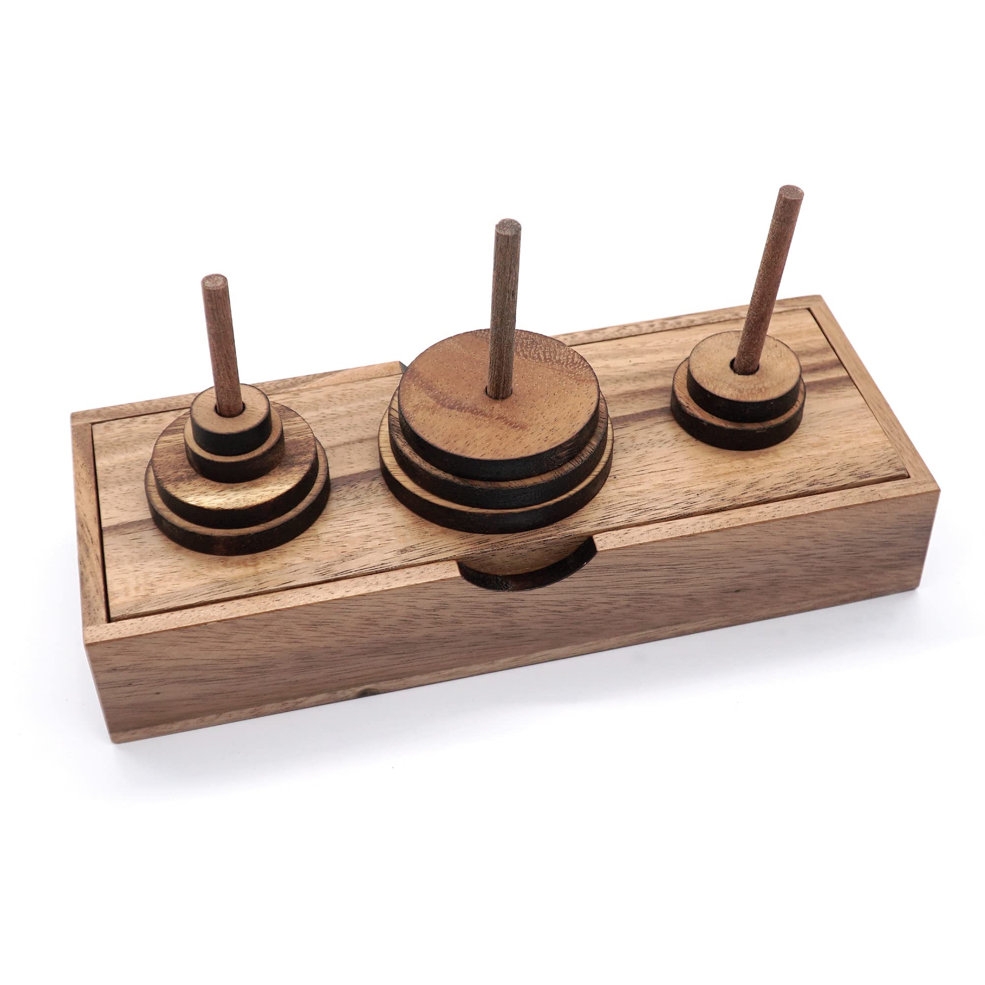 BSIRI Fun Puzzle Board Games Gifts of Hanoi Tower (9 Rings) with Wooden Designs for Brain Teasers Logic Games Kids and Adults to Challenges Mastermind Game and Think for Fun Learning Tower Puzzles