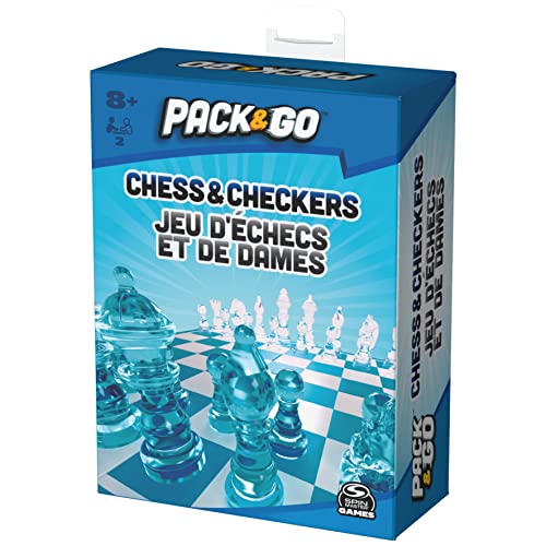 Spin Master Games Pack & Go Chess & Checkers Board Game from Spin Master Games Portable 2-Player Games Chess Board Chess Set for Adults and Kids Ages 8 and up
