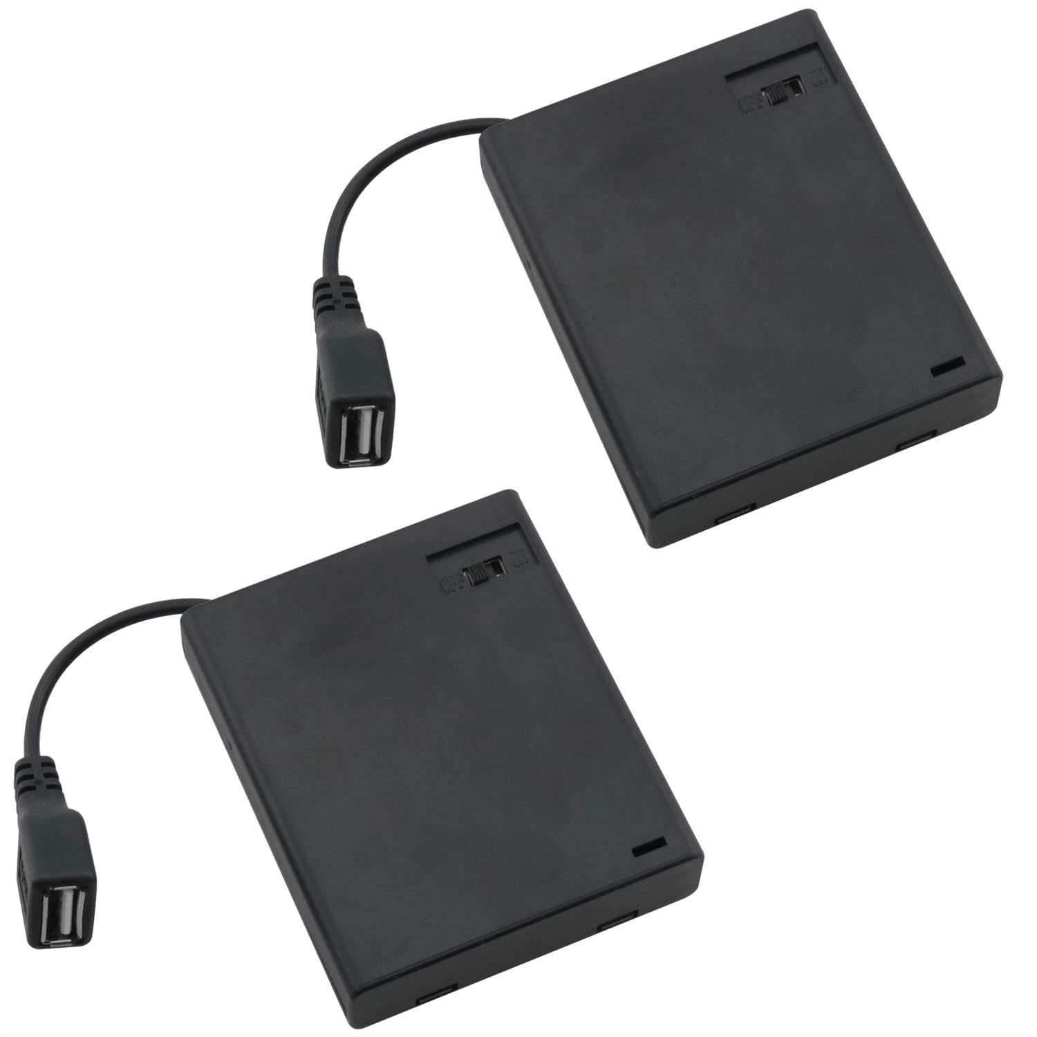 MTQY AA Battery Holder 2PCS 4 AA 6V Multi-Function Battery Storage Case Box with Cover,On/Off Switch and USB Cable
