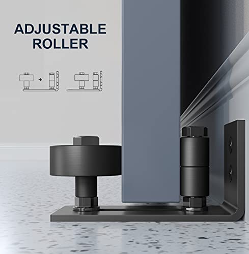 EaseLife Sliding Barn Door Bottom Floor Guide,Adjustable Roller,Wall Mount System,Flush Flat Bottom Design,8 Assemble Setup Options,Fit All Size Door,Black