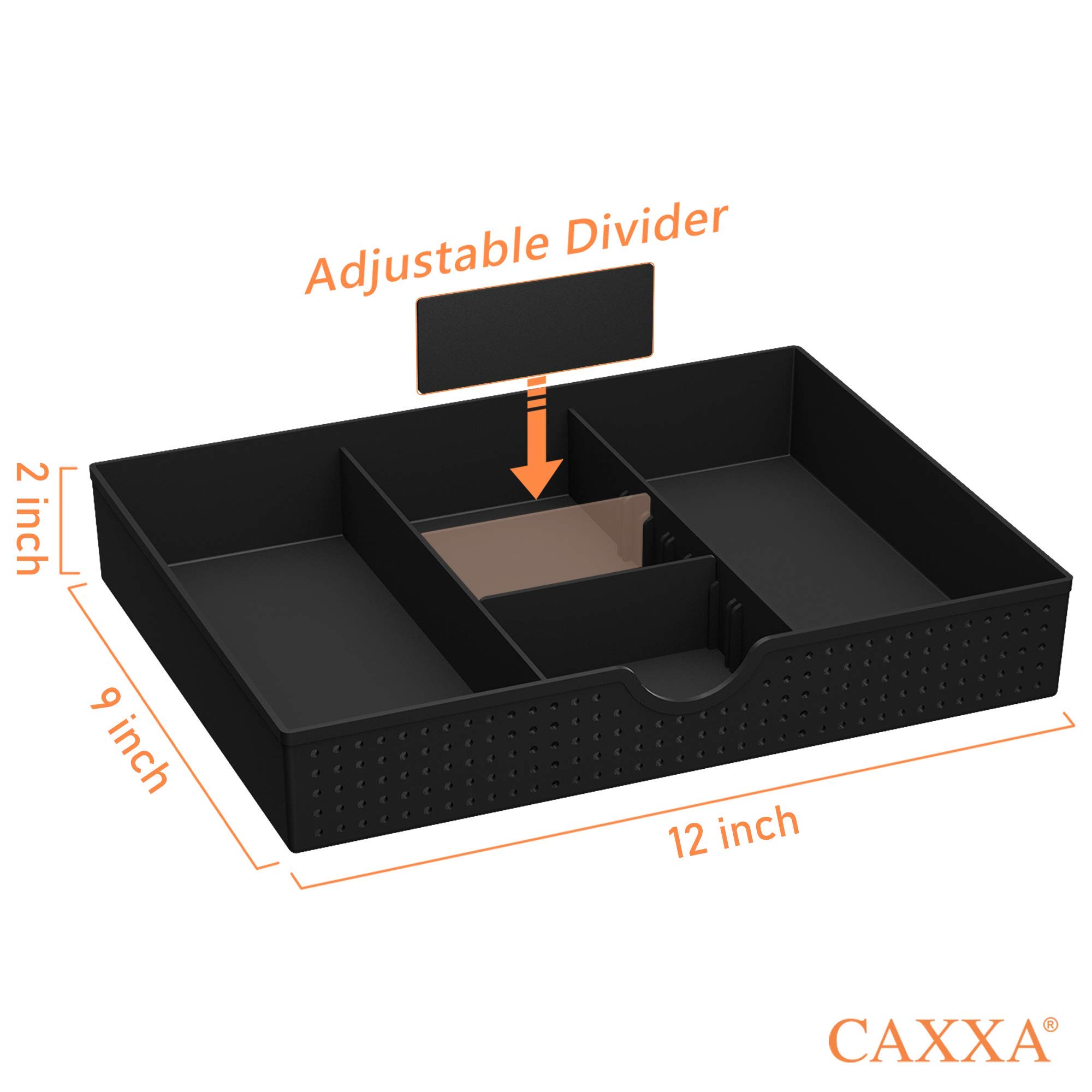 CAXXA 5 Tier Mesh Letter Tray, Desk File Organizer, Desktop Paper Tray Holder with Drawer, Black