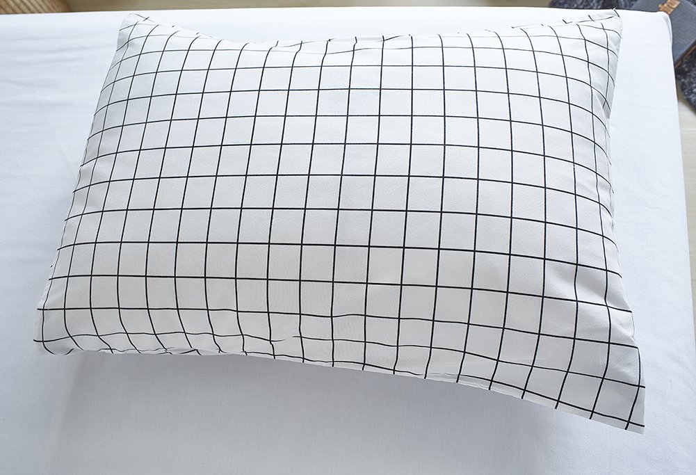 Fire Kirin Queen Duvet Cover Set with Zipper Closure 3Pcs (1 Duvet Cover + 2 Pillowcases) Modern Mini Black and White Grid Checkered Pattern Bedding Cover Set