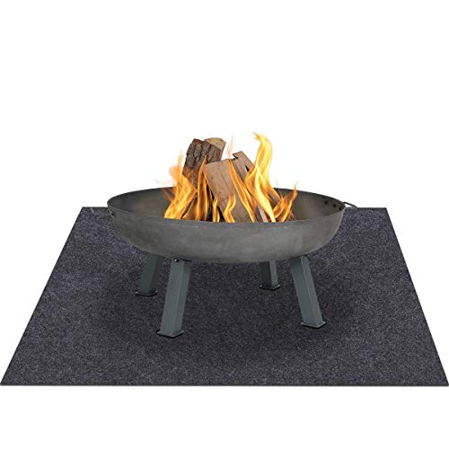 Fire Pit Mat—Gas grill mat,Retardant，Heat Resistant，Ember Mat，Electric Smoker Mat，Under the stove， Protect your deck, terrace, lawn or campground from embers，Reusable，Waterproof backing (36" x 36")