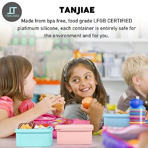 Tanjiae Silicone Snack Containers for Kids, Leak Proof Microwavable Small Tupperware Lunch Box Containers with Lids for Toddlers, 1 Cup BPA Free Freezer Molds for Soups/Baby Food Storage (13.5oz)