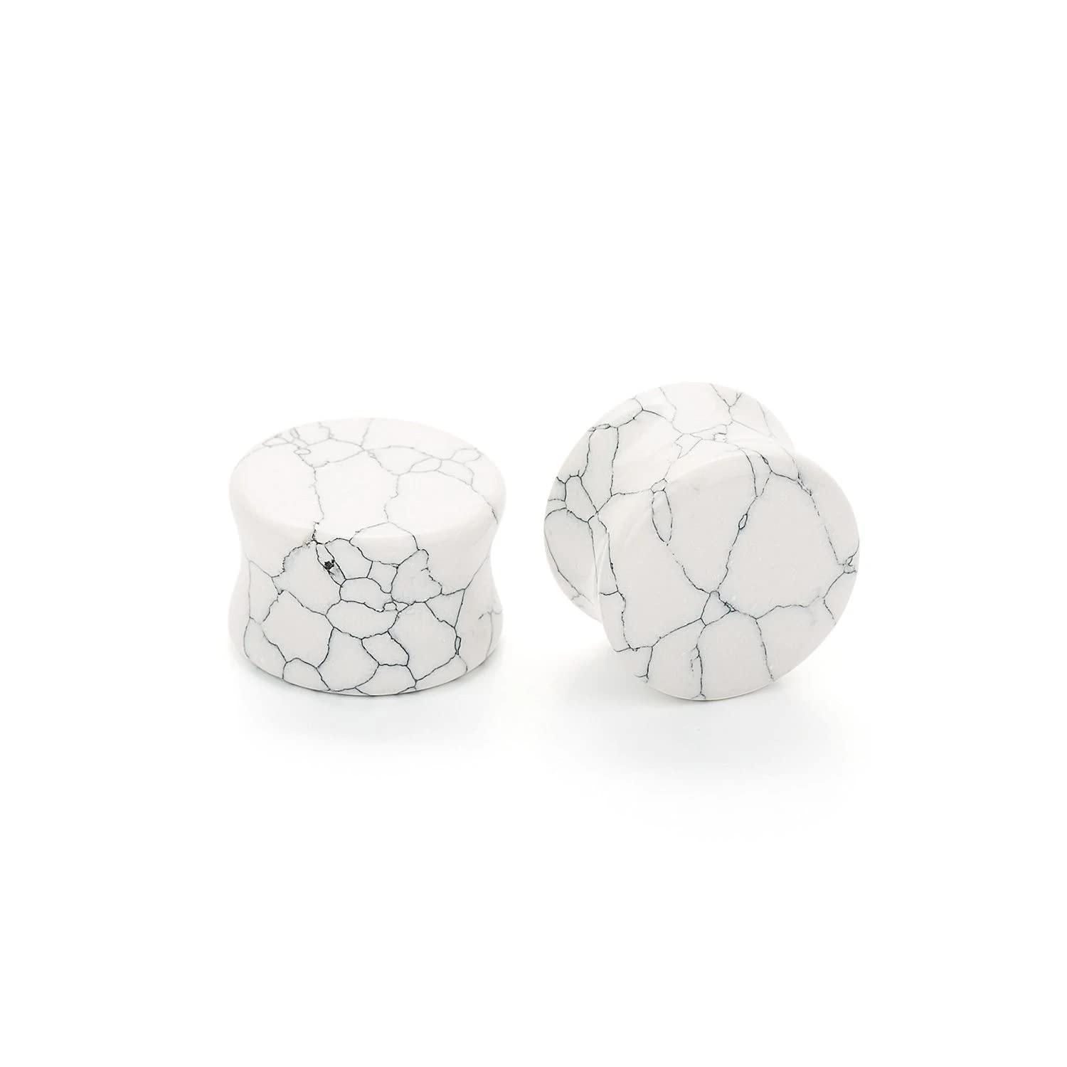 CABBE 10pcs Natural Stone Plugs Ear Gauges Kit Gauges 2g - 20mm Saddle Style Double Flared Expander Set Stretcher Body Piercing Jewelry, Gauge 1/2" = 12mm