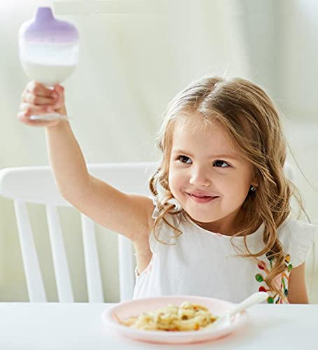 Mokde Mondge Wine Glass Sippy Cup Plastic Goblet Cup Beverage Mug Milk Bottle with Lid for Baby Kids Birthday Party Christmas Celebration New Year Celebrating (White)