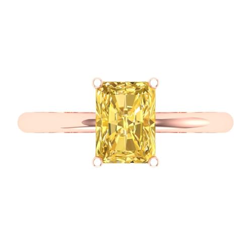 Clara Pucci 1.75ct Radiant Cut Custom Engraving Natural Citrine Engagement Wedding Solitaire W/Accent Ring 18K Rose Gold Size 3.5