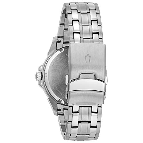 Bulova Men's Classic Dress 6-Hand Multi-Function Day/Date Quartz Watch, Black Patterned Dial, 43mm