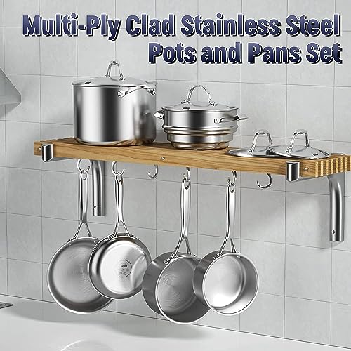 Cooks Standard Multi-Ply Clad Stainless Steel Saute Pan 10.5 Inch, 4 Quart Deep Frying Pan Skillet with Lid, Induction Cookware, Stay-Cool Handle